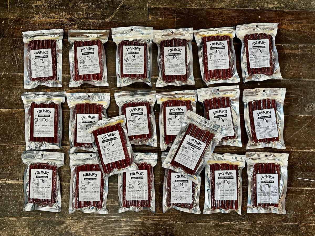 Beef Snack Stick Variety Box- 20 packages! – Five Marys Ranch